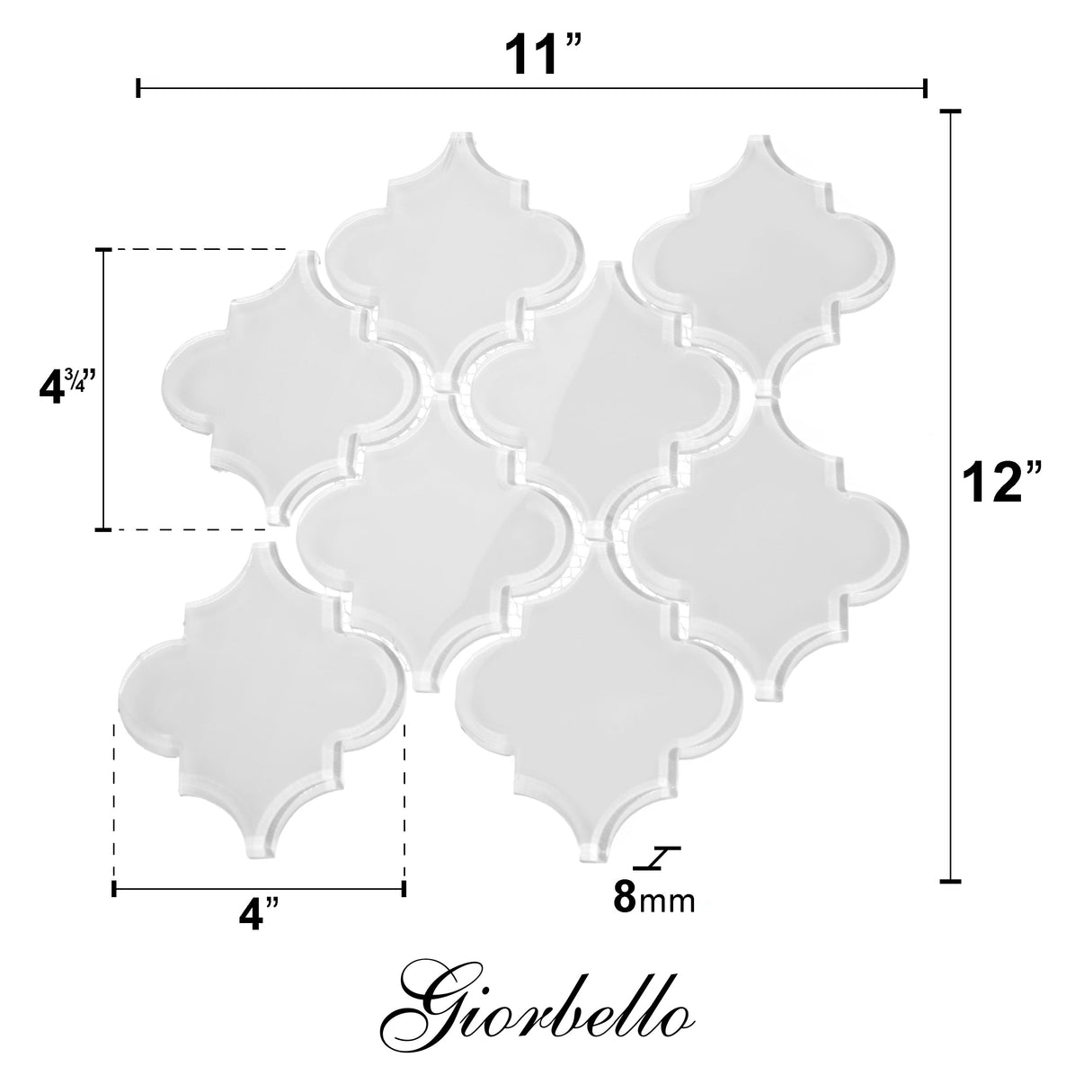 11" x 12" Glass Arabesque Tile – Giorbello
